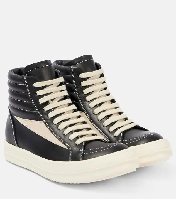 Rick Owens Leather High-top Sneakers - Black