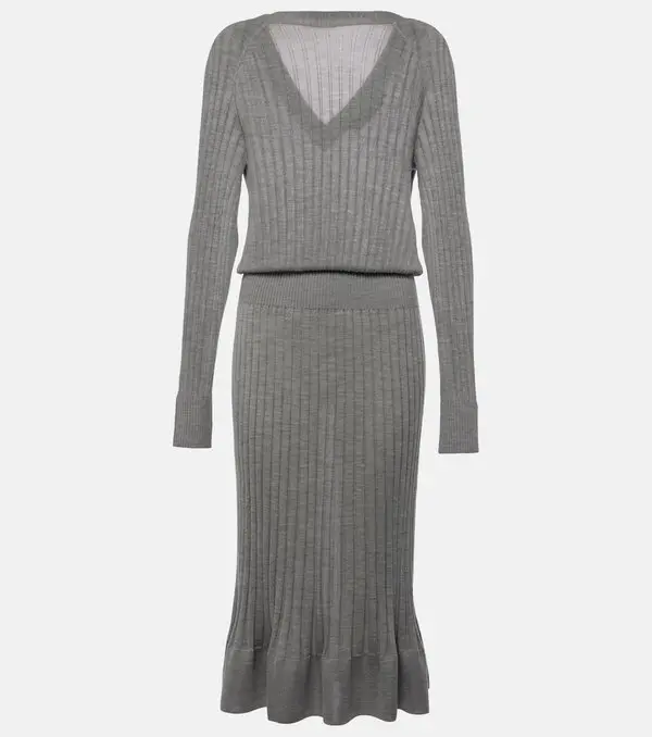 Proenza Schouler Eden Wool-blend Midi Dress - Grey