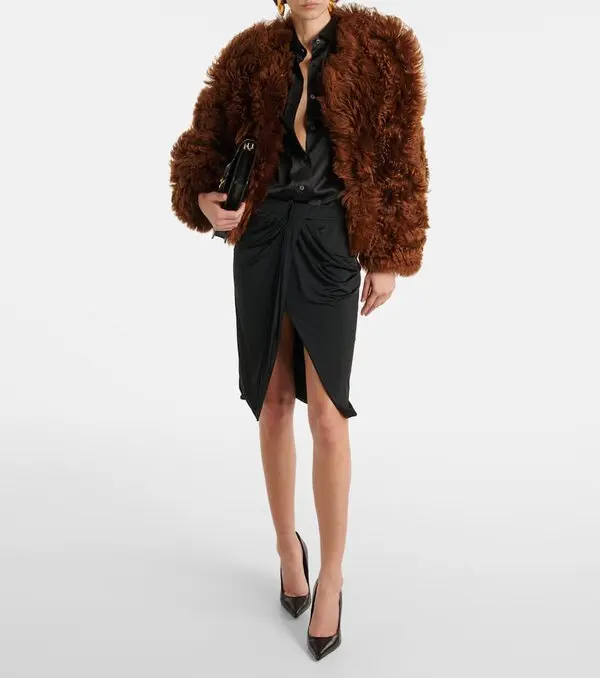 TOM FORD Draped Jersey Midi Skirt