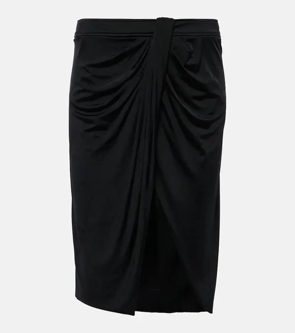 TOM FORD Draped Jersey Midi Skirt - Black