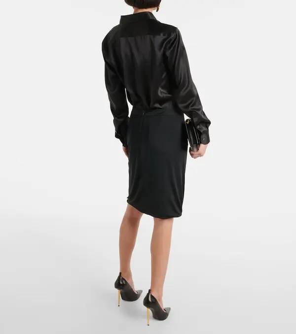 TOM FORD Draped Jersey Midi Skirt