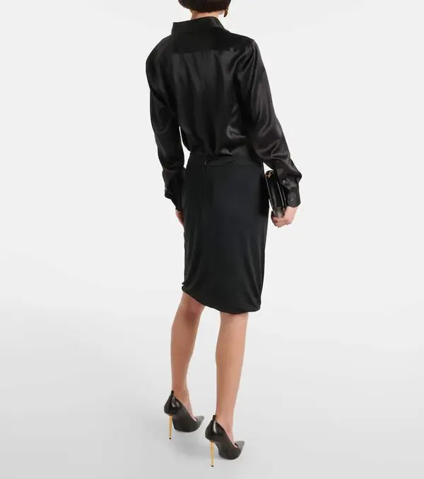 TOM FORD Draped Jersey Midi Skirt