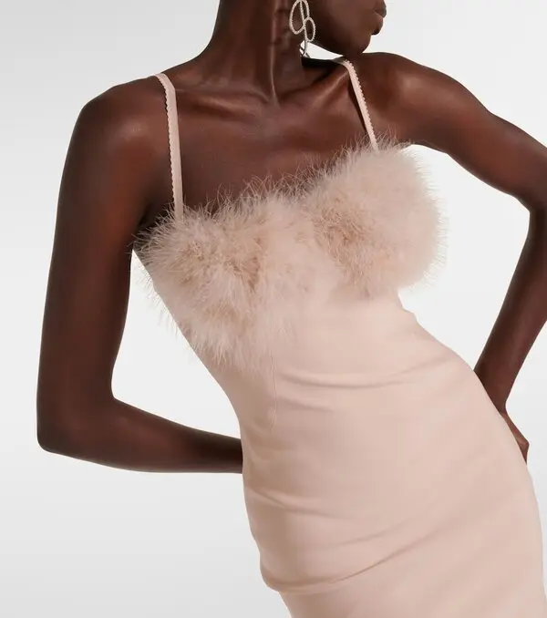 Blumarine Feather-trimmed Minidress