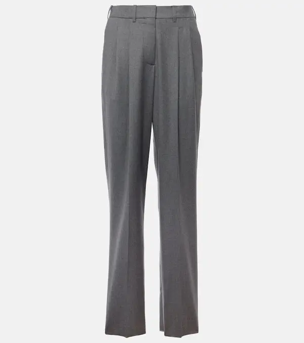 Stella McCartney Wool Flannel Straight Trousers - Grey