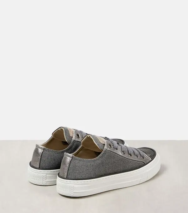 Brunello Cucinelli Monili Leather-trimmed Sneakers
