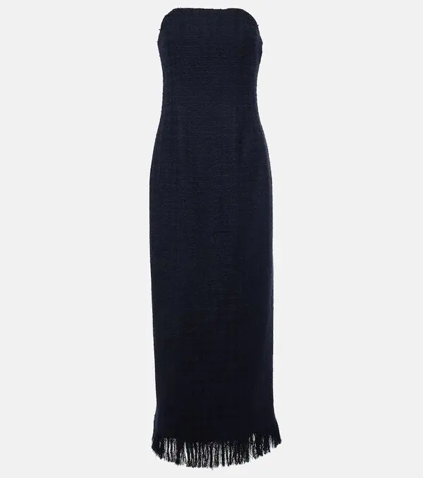 Oscar De La Renta Tweed Bustier Dress - Blue