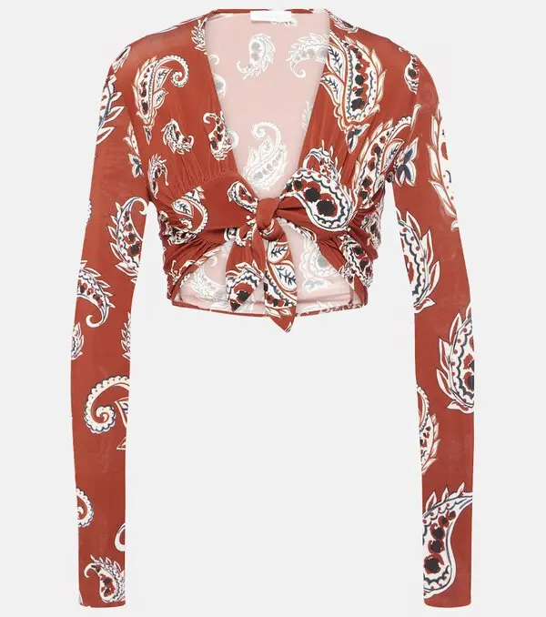 Rabanne Paisley Crop Top - Red