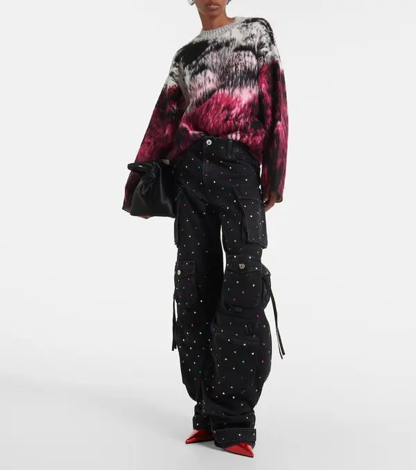 Attico Fern Studded High-rise Cargo Jeans