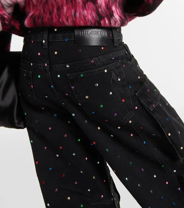 Attico Fern Studded High-rise Cargo Jeans
