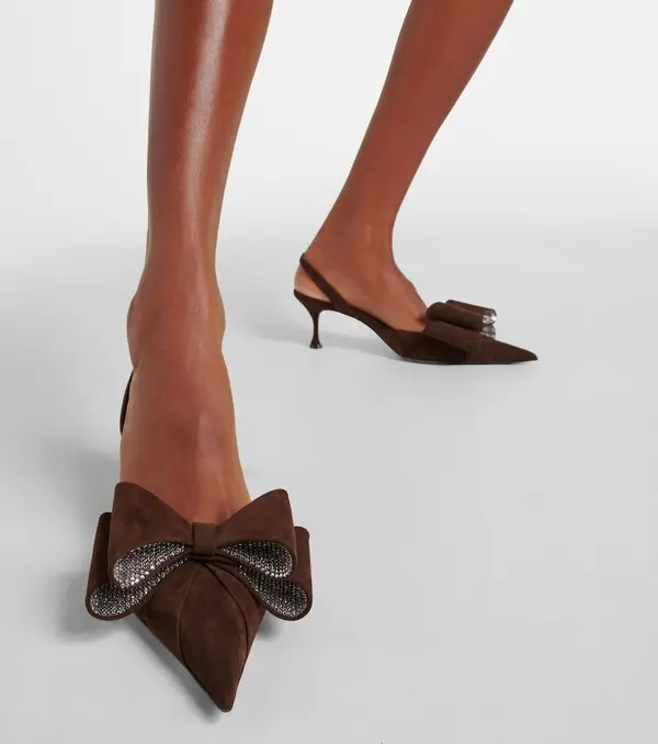 Mach & Mach Le Cadeau 65 Suede Pumps - Brown