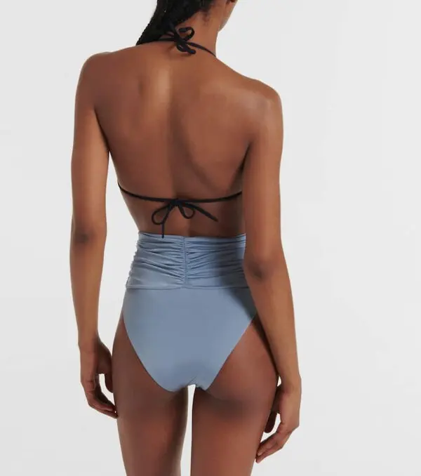 Magda Butrym Floral-appliqué High-rise Bikini Bottom - Blue