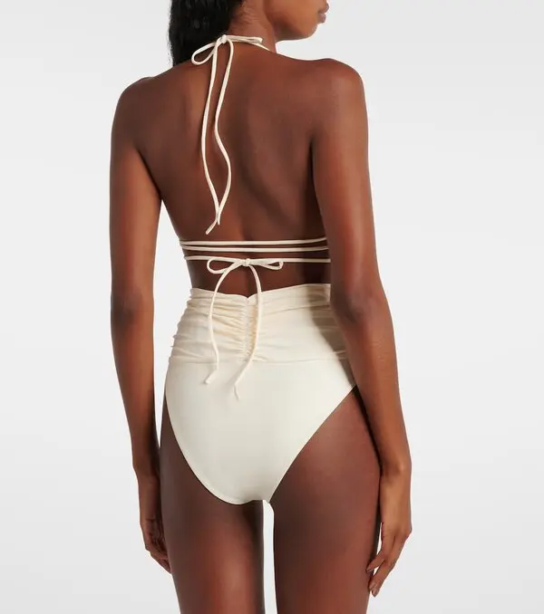 Magda Butrym Floral-appliqué High-rise Bikini Bottom - White