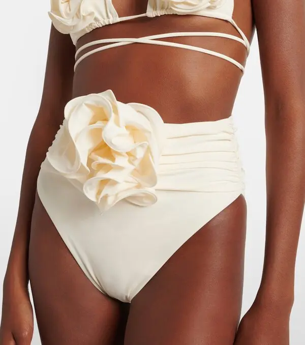 Magda Butrym Floral-appliqué High-rise Bikini Bottom - White
