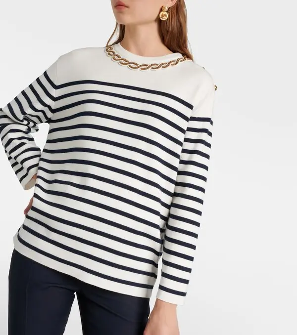Valentino Garavani Embroidered Cotton Sweater - Blue