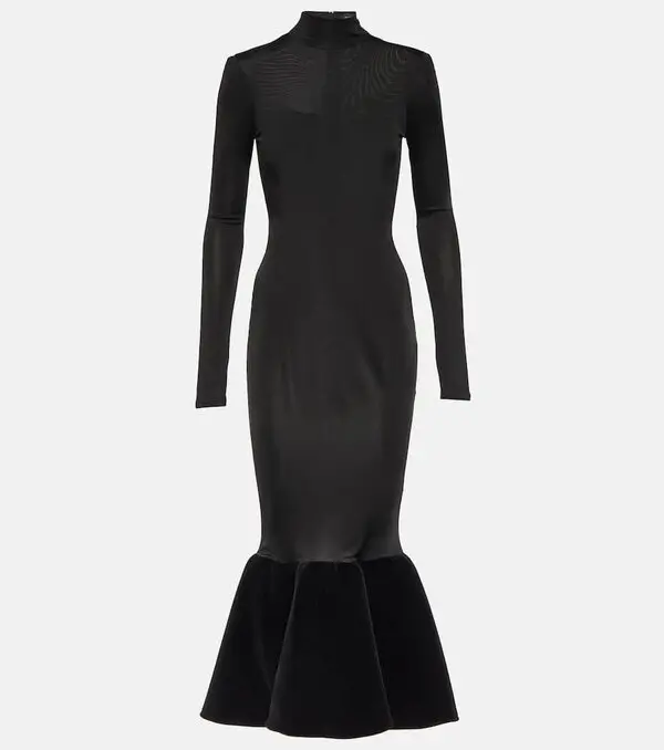 David Koma Flounced Jersey Midi Dress