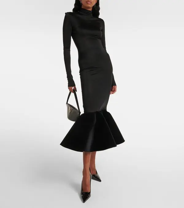David Koma Flounced Jersey Midi Dress
