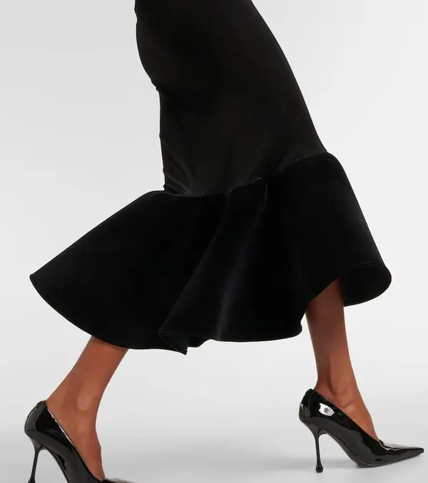 David Koma Flounced Jersey Midi Dress