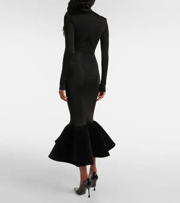 David Koma Flounced Jersey Midi Dress