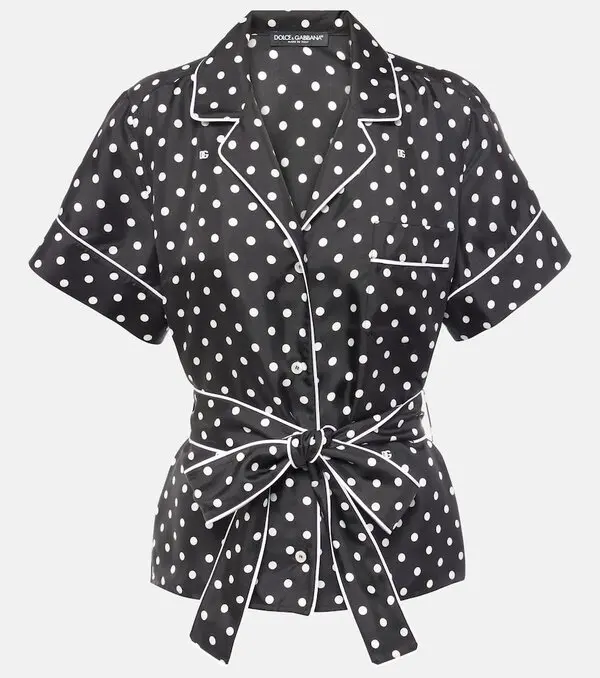 Dolce & Gabbana Polka-dot Silk Twill Pajama Shirt - Black