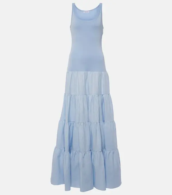 Gabriela Hearst Pozas Tiered Linen Maxi Dress - Blue