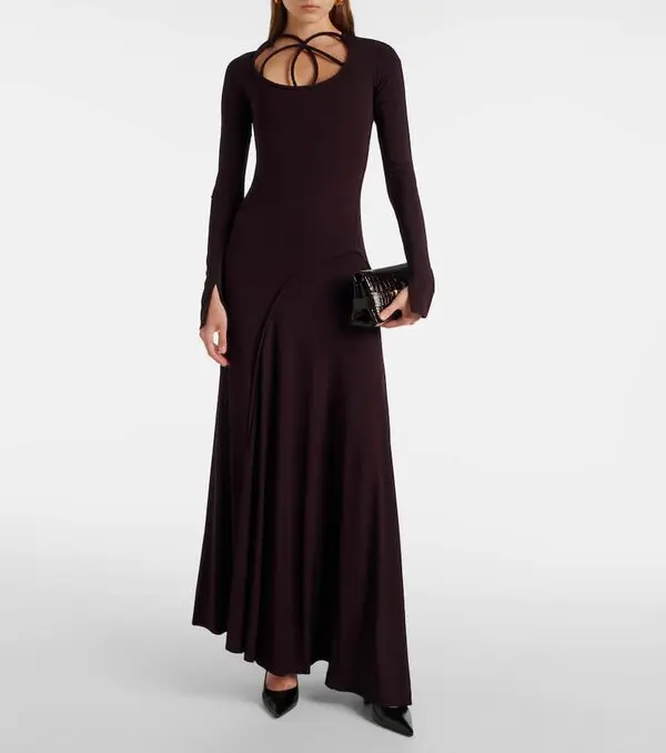 Victoria Beckham Asymmetric Jersey Gown - Purple