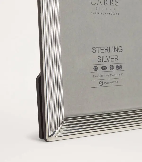 CARRS SILVER Sterling Fluted Photo Frame With Wood Back