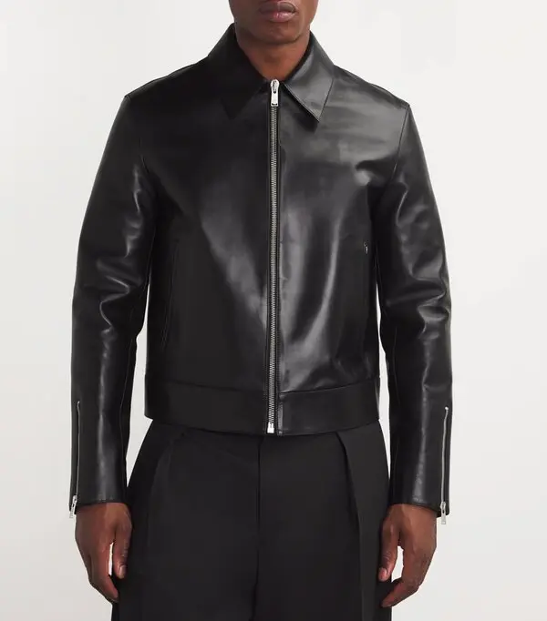 Lanvin Leather Collared Jacket - Black | Editorialist
