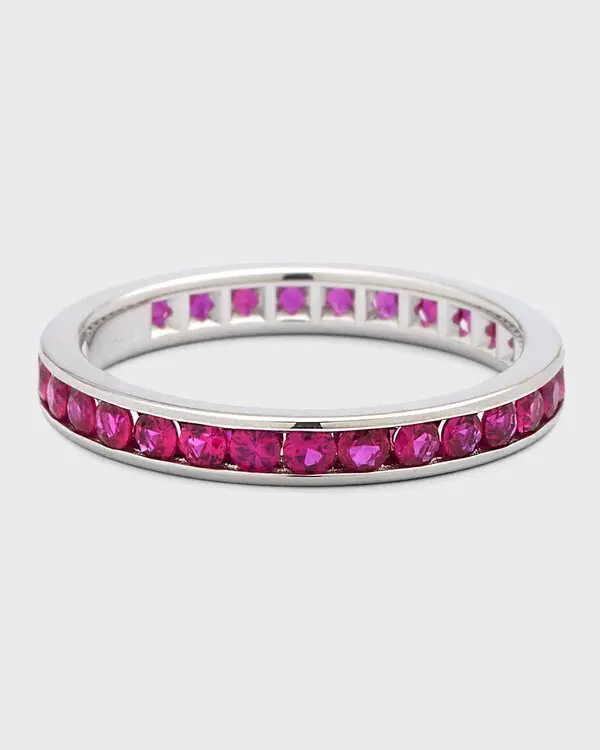 Neiman Marcus 18k White Gold Eternity Ring - Ruby