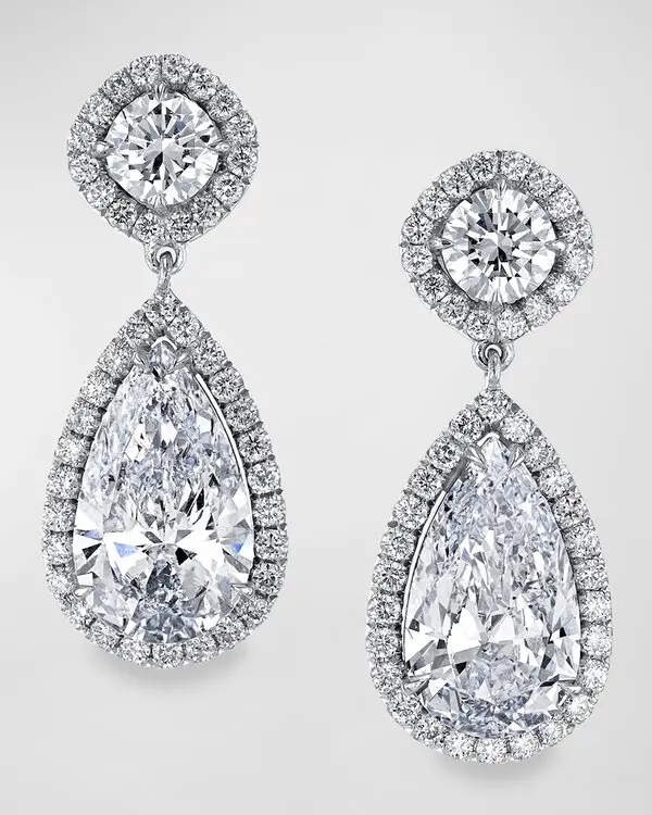 Neiman Marcus Platinum Diamond Dangle Earrings - White