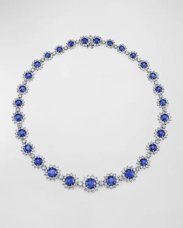 Neiman Marcus Platinum Necklace With And Diamond - Sapphire