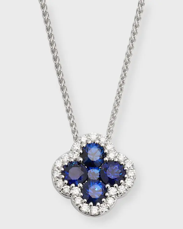 Neiman Marcus 18k White Gold Diamond And Sapphire Pendant Necklace - Sapphire & Diamond