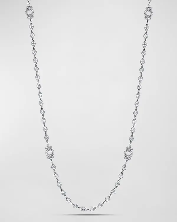 Neiman Marcus Platinum Diamond Fleur De Lis Necklace - White