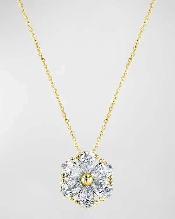 Neiman Marcus 18k Gold Diamond Floral Pendant Necklace - Yellow Gold