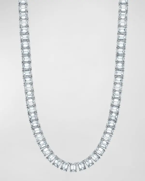 Neiman Marcus 18k Gold And Emerald-cut Diamond Necklace - Platinum