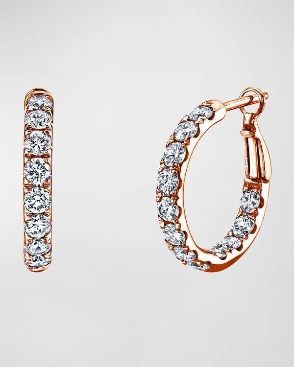 Neiman Marcus Round Diamond Hoop Earrings - Rose Gold