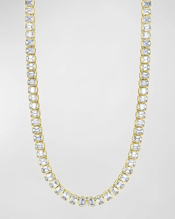 Neiman Marcus X Christina Adamo 18k Gold Emerald-cut Diamond Tennis Necklace - Yellow Gold