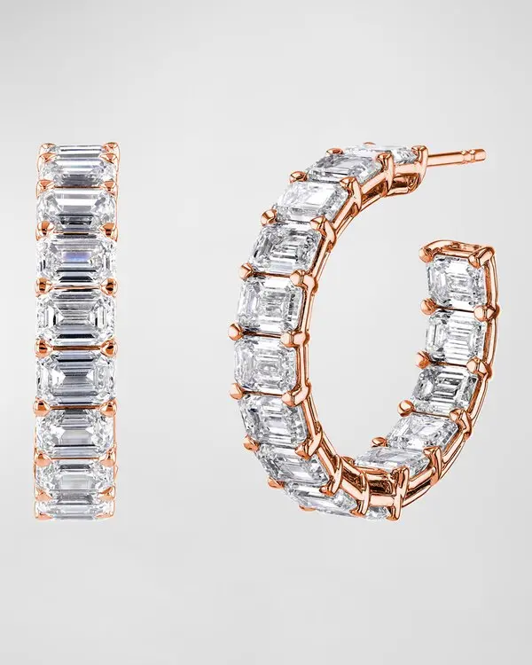 Neiman Marcus 18k Gold 5.4tcw Diamond Hoop Earrings - Rose Gold