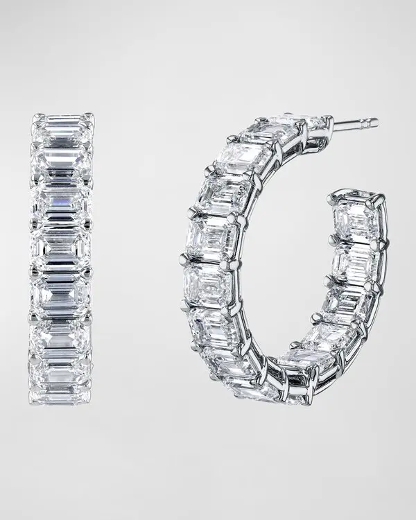Neiman Marcus 18k Gold 5.4tcw Diamond Hoop Earrings - White Gold