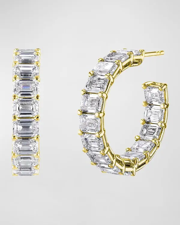 Neiman Marcus 18k Gold 5.4tcw Diamond Hoop Earrings - Yellow Gold