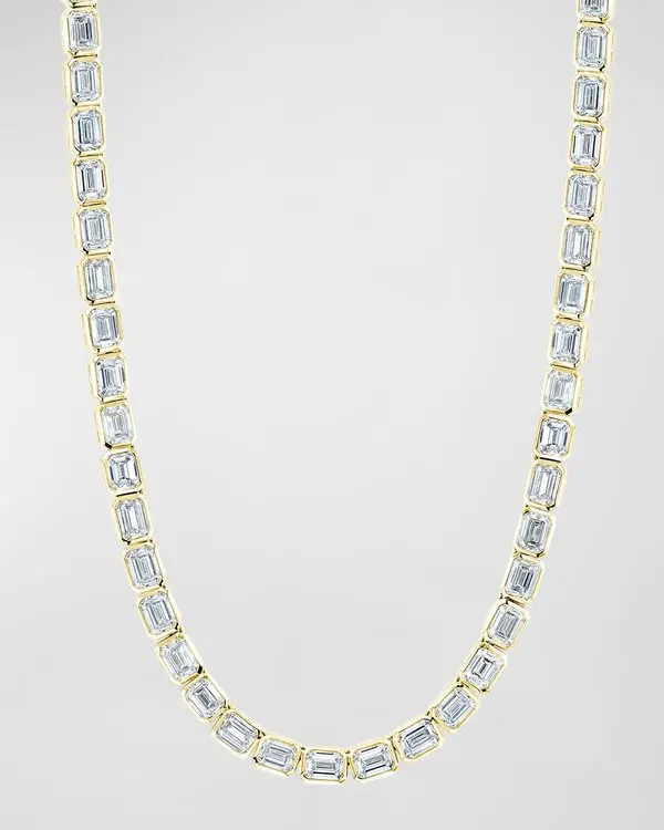 Neiman Marcus 18k Gold 10.00tcw Emerald-cut Diamond Tennis Necklace - Yellow Gold