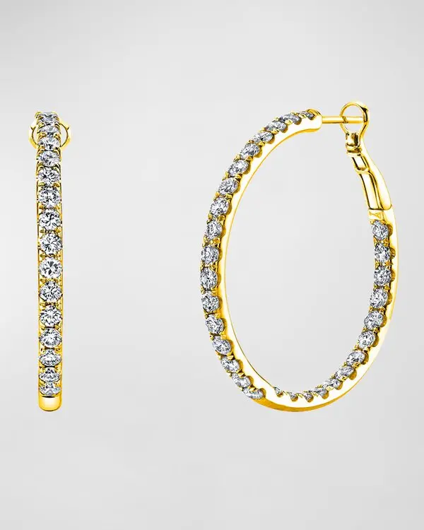 Neiman Marcus 18k Gold Diamond Hoop Earrings Yellow Gold