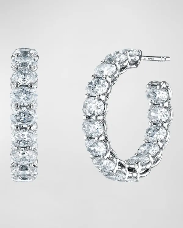 Neiman Marcus 18k Gold Diamond Hoop Earrings - White Gold