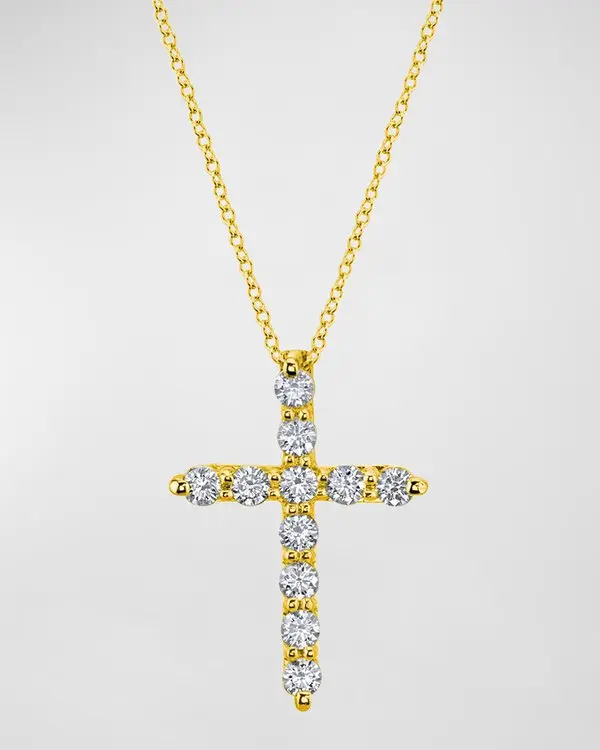 Neiman Marcus 18k Gold Diamond Cross Pendant Necklace - Yellow Gold