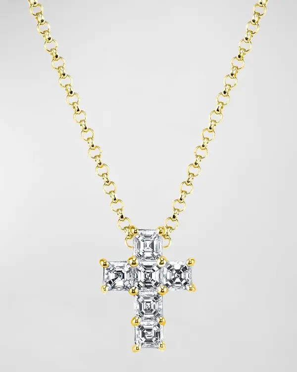Neiman Marcus 18k Gold Diamond Cross Pendant Necklace - Yellow Gold