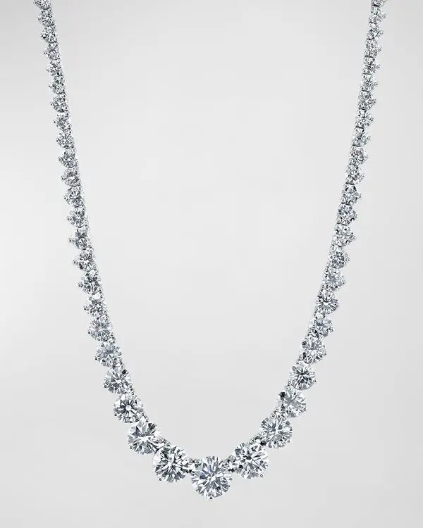 Neiman Marcus 18k Gold Riviera Diamond Necklace - White Gold