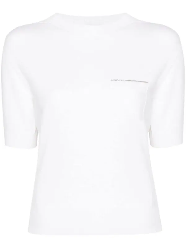Peserico Bead-embellished Knitted Top - White