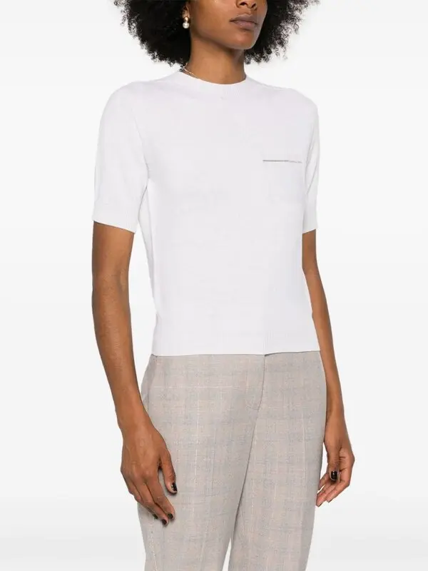 Peserico Bead-embellished Knitted Top - White