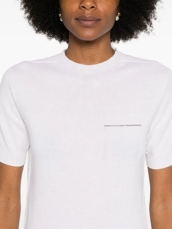Peserico Bead-embellished Knitted Top - White