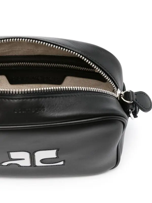 COURREGES Reedition Leather Shoulder Bag - Black
