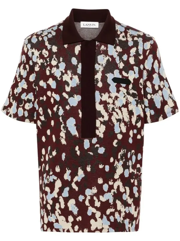 LANVIN Patterned-jacquard Cotton Polo Shirt